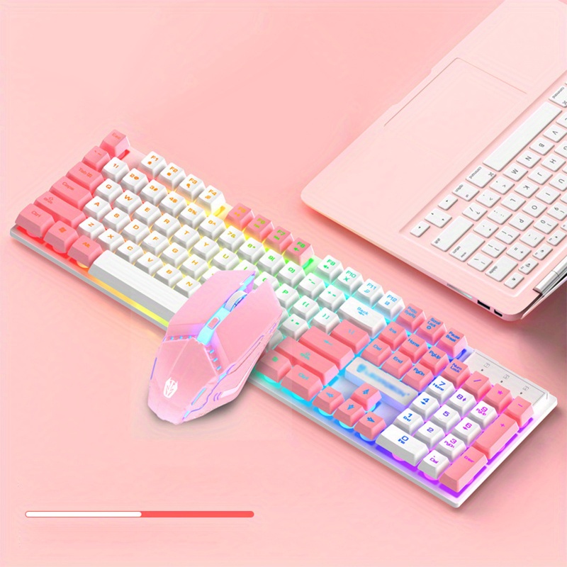 Wired Mouse 104 Key Keyboard Combo Rgb Effect Backlit - Temu
