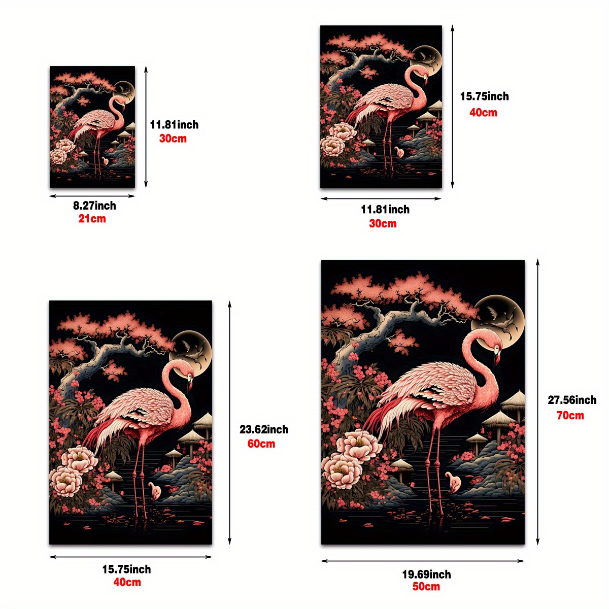 Japanese Style Flamingo Wall Painting Posters Prints Canvas - Temu