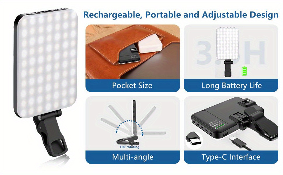2 팩 60 Led 휴대용 셀카 라이트 비디오 회의 조명 적합한 카메라 핫 부트 충전식 2200mah Cri Temu