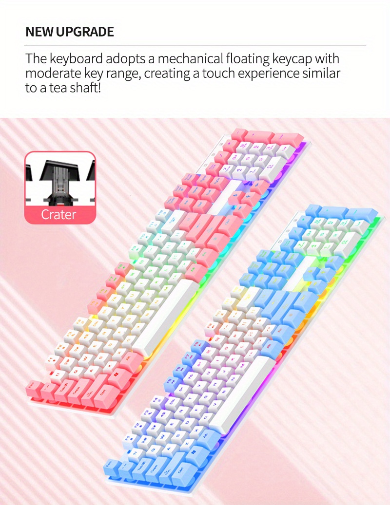 Wired Mouse 104 Key Keyboard Combo Rgb Effect Backlit - Temu