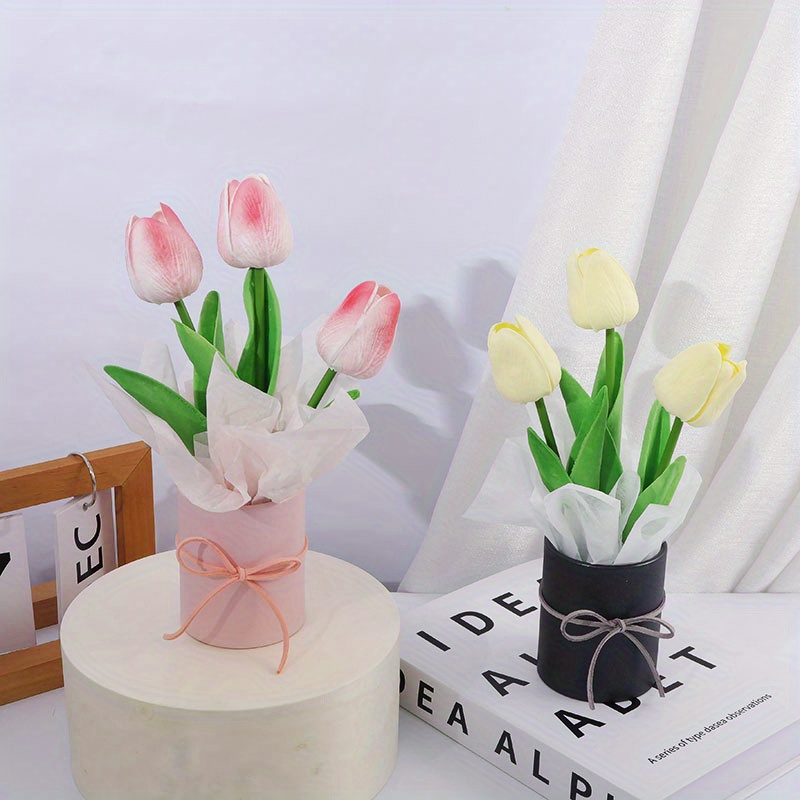 Flower Desktop Ornaments Real Touch Artificial Tulip Home - Temu Australia