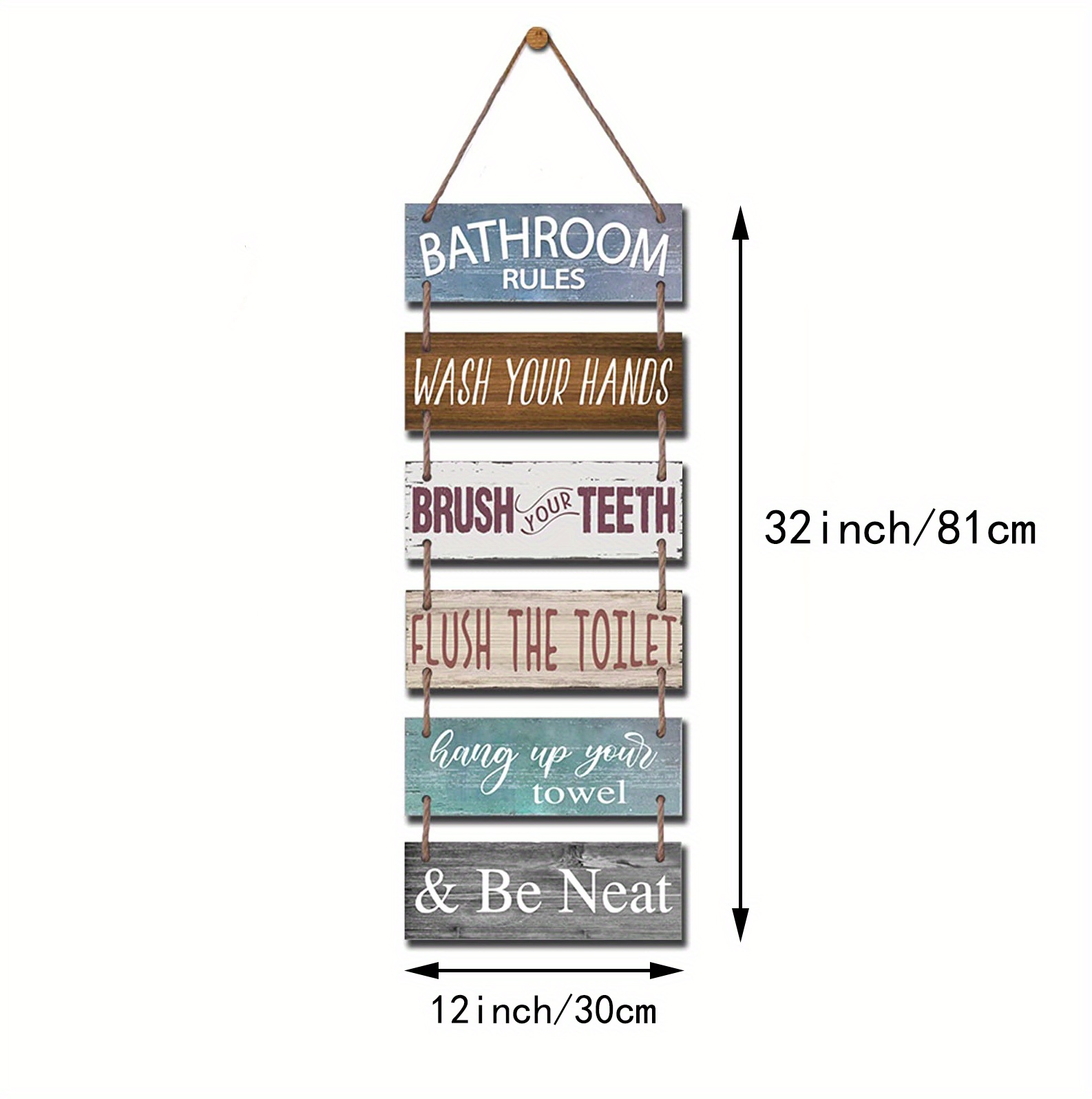 Large Bathroom Rules Wall Hanging Sign Jute Wooden Decor - Temu Ireland