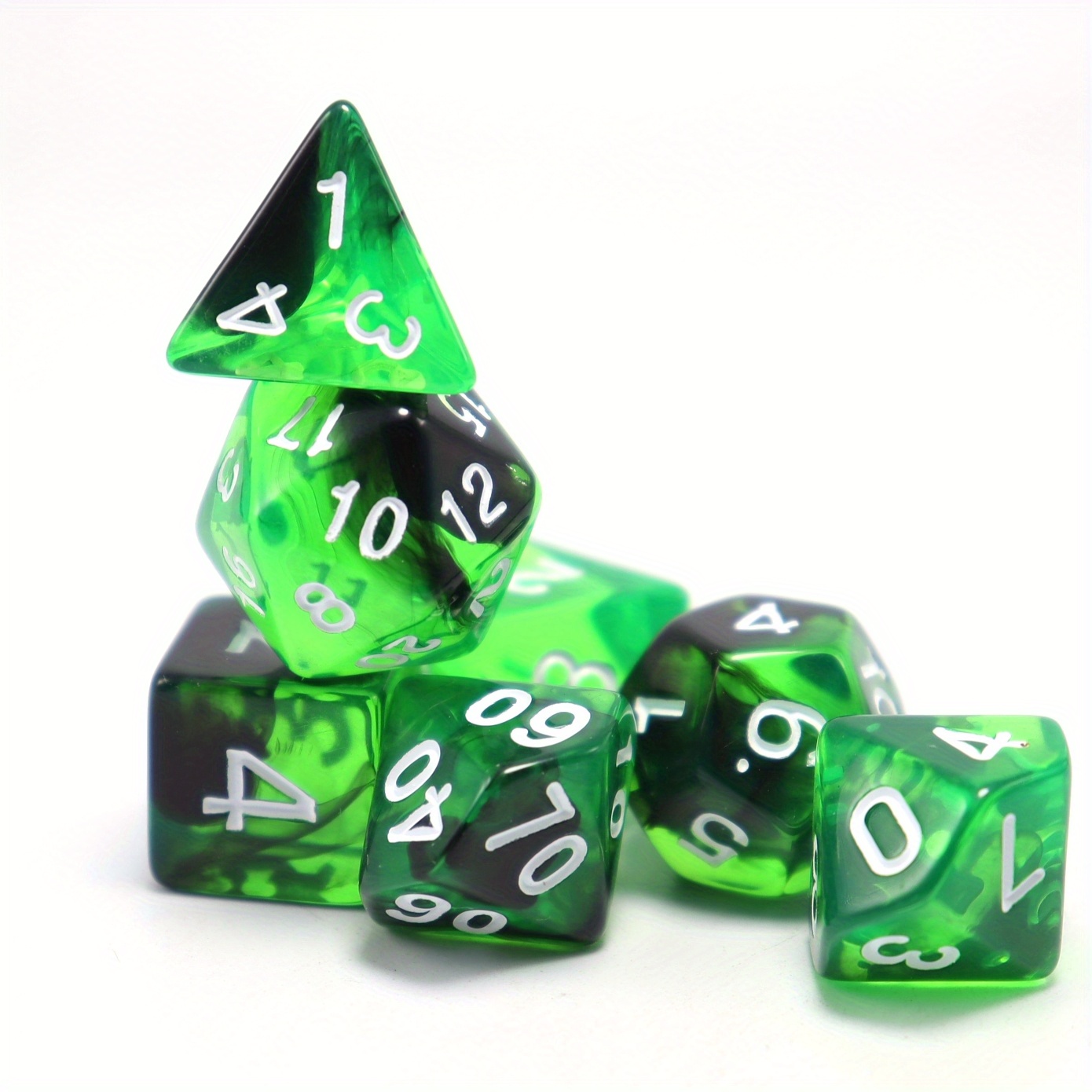 Game Dice Set Polyhedral Transparent Two color Green Black - Temu Australia