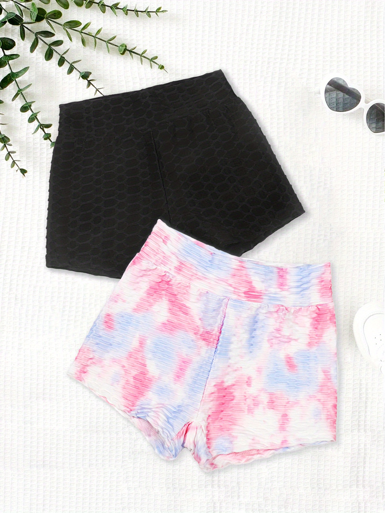 Multipacks Tie dye/ Texture Print Shorts Girls Elastic Tight - Temu ...
