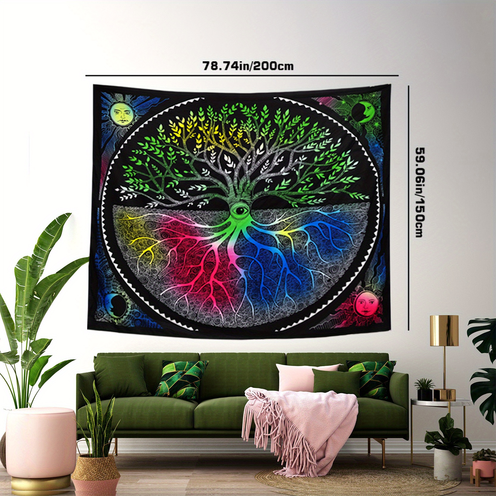 Colorful Large Tree Pattern Tapestry Wall Hanging Living - Temu New Zealand