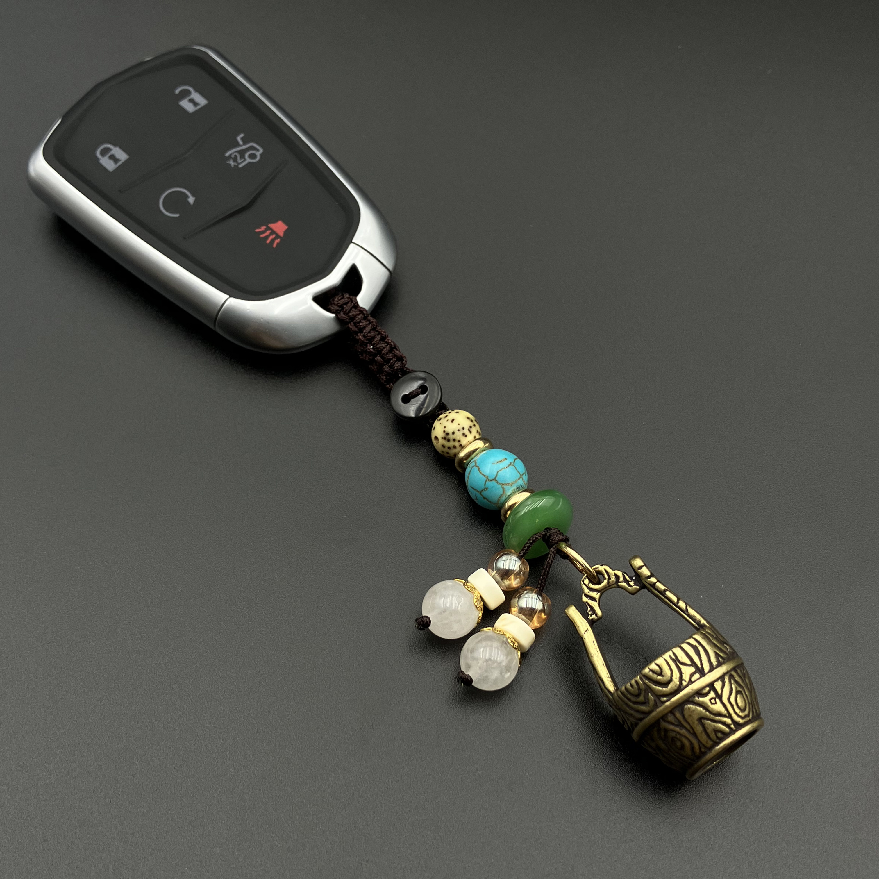 1pc Brass Car Keychain Chinese Keychain Stone Key Hanging - Jewelry ...