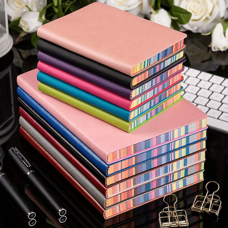 Rainbow edged Leather Notebook Perfect For Student Record - Temu