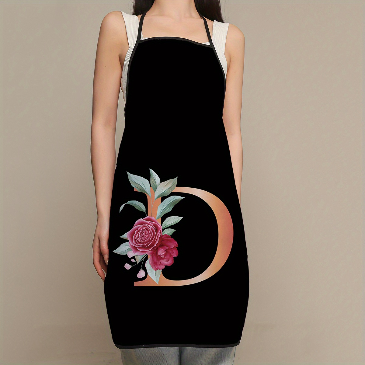 Flower Letter Printed Polyester Apron Women Waterproof - Temu United