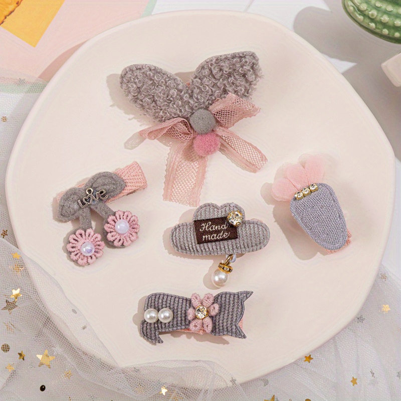 Cartoon Cute Animals Bow Flowers Hair Clips Decorative Hair - Temu ...