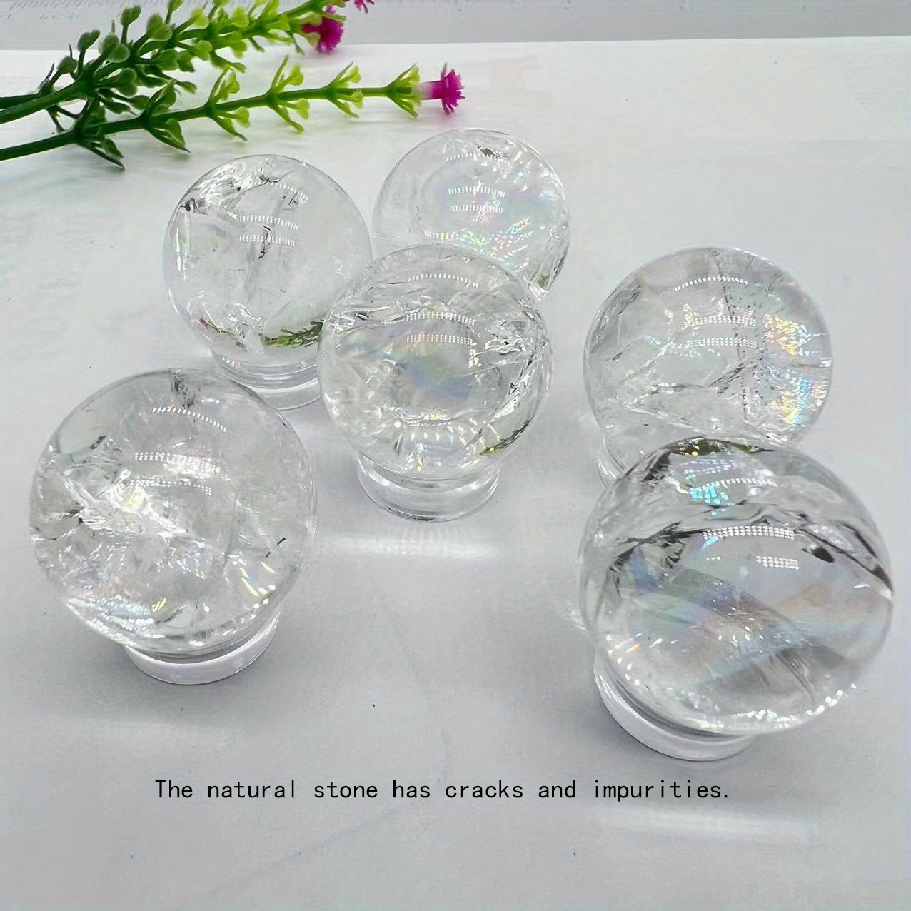 Natural Rainbow White Crystal Ball Small Ornaments Home - Temu United ...