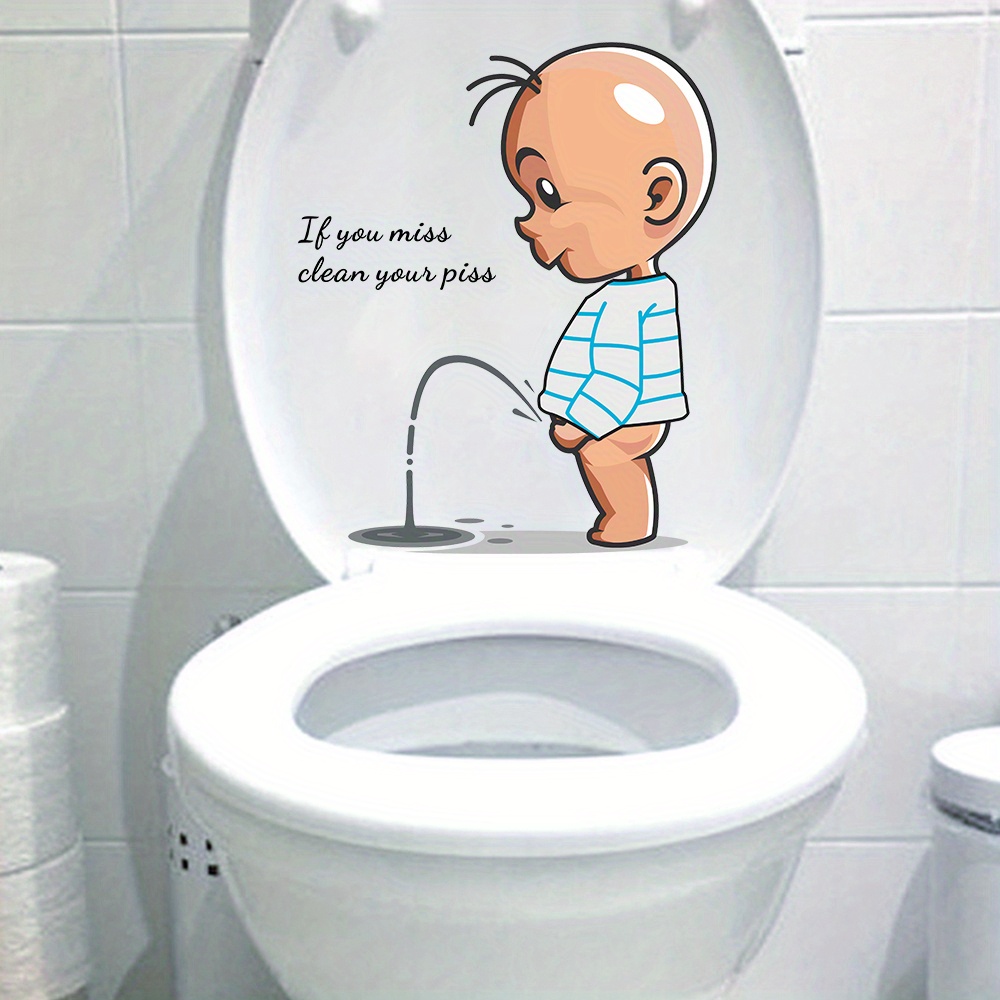 Cartoon Self Toilet Cover Sticker Waterproof Toilet - Temu