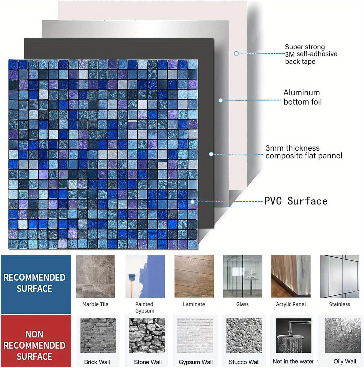 Mosaic Tile Self adhesive Wall Stickers Peel Stick - Temu Norway