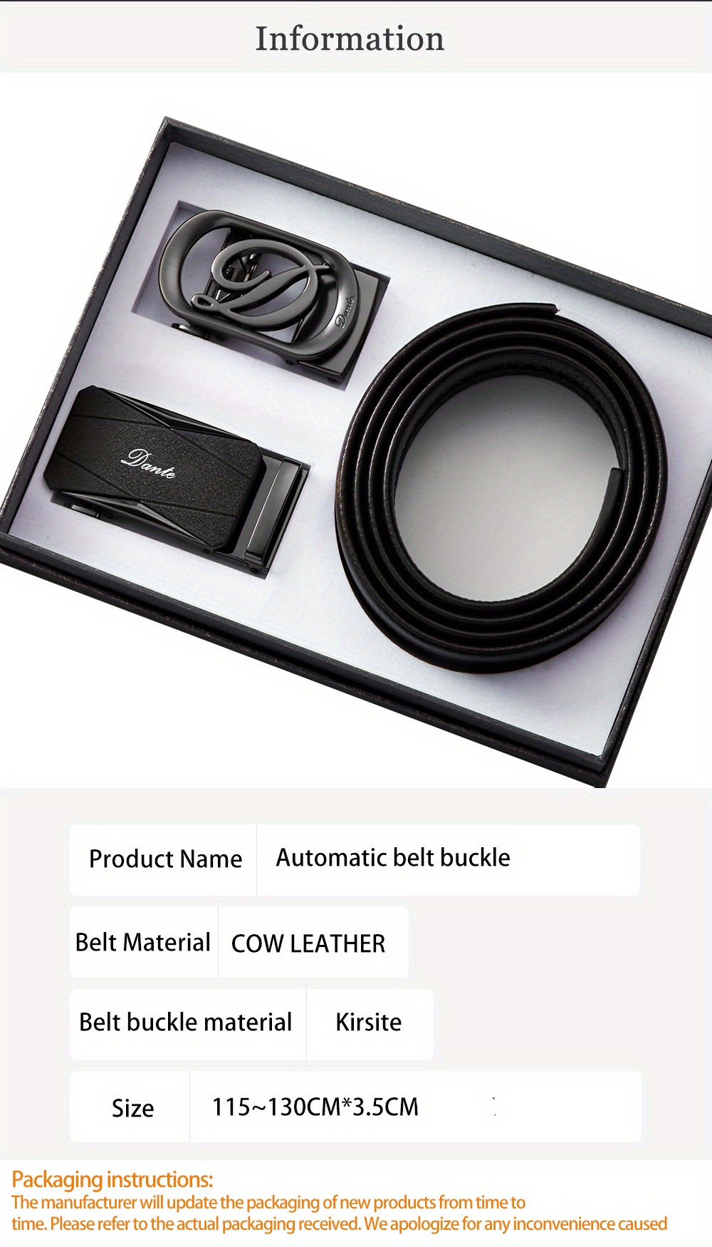 Double Sided Top Layer Cowhide Belt With Automatic Buckle Business ...