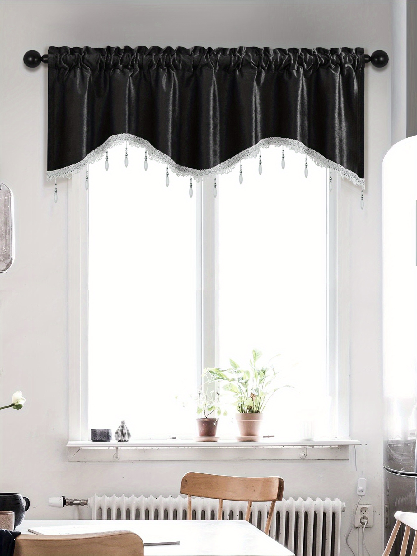 Rod Pocket Curtain Valance Tassel Bead Edge - Temu