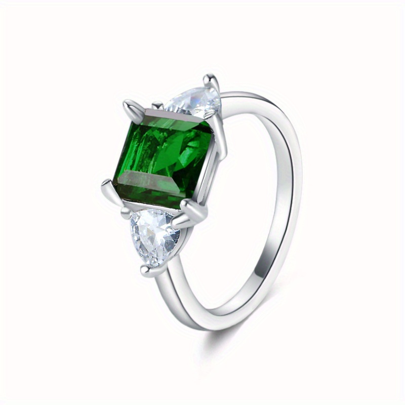 Men's Classic Square Stone Zircon Ring - Temu Netherlands
