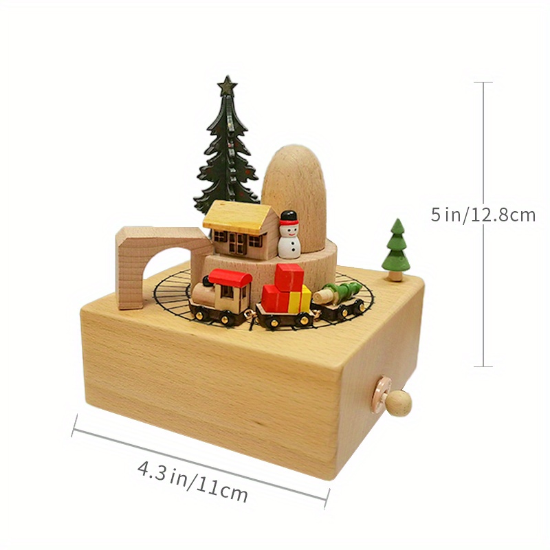 1pc Christmas Wooden Music Box Present Christmas Train Musical Box ...