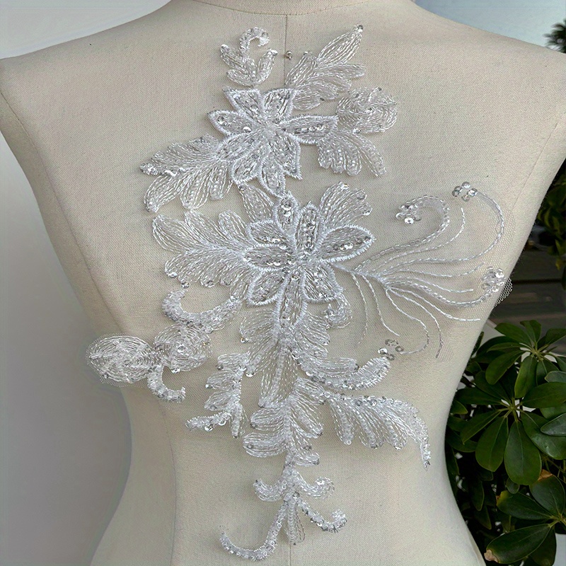 White Mesh Base Stereo Lace Glitter Embroidery Cloth - Temu New Zealand