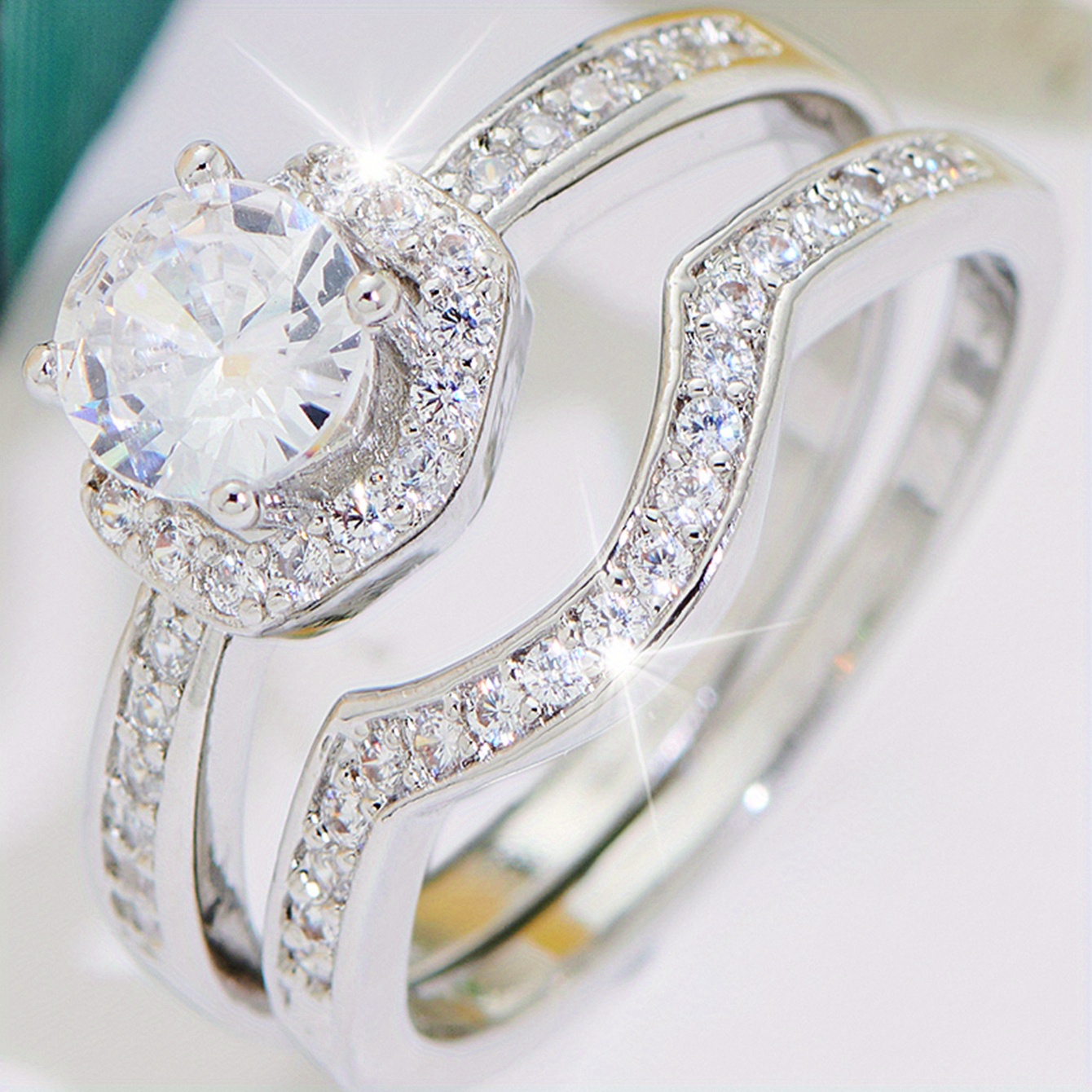 Men's Trendy Irregular Ring Set With Exquisite Zirconia Design, Pair ...