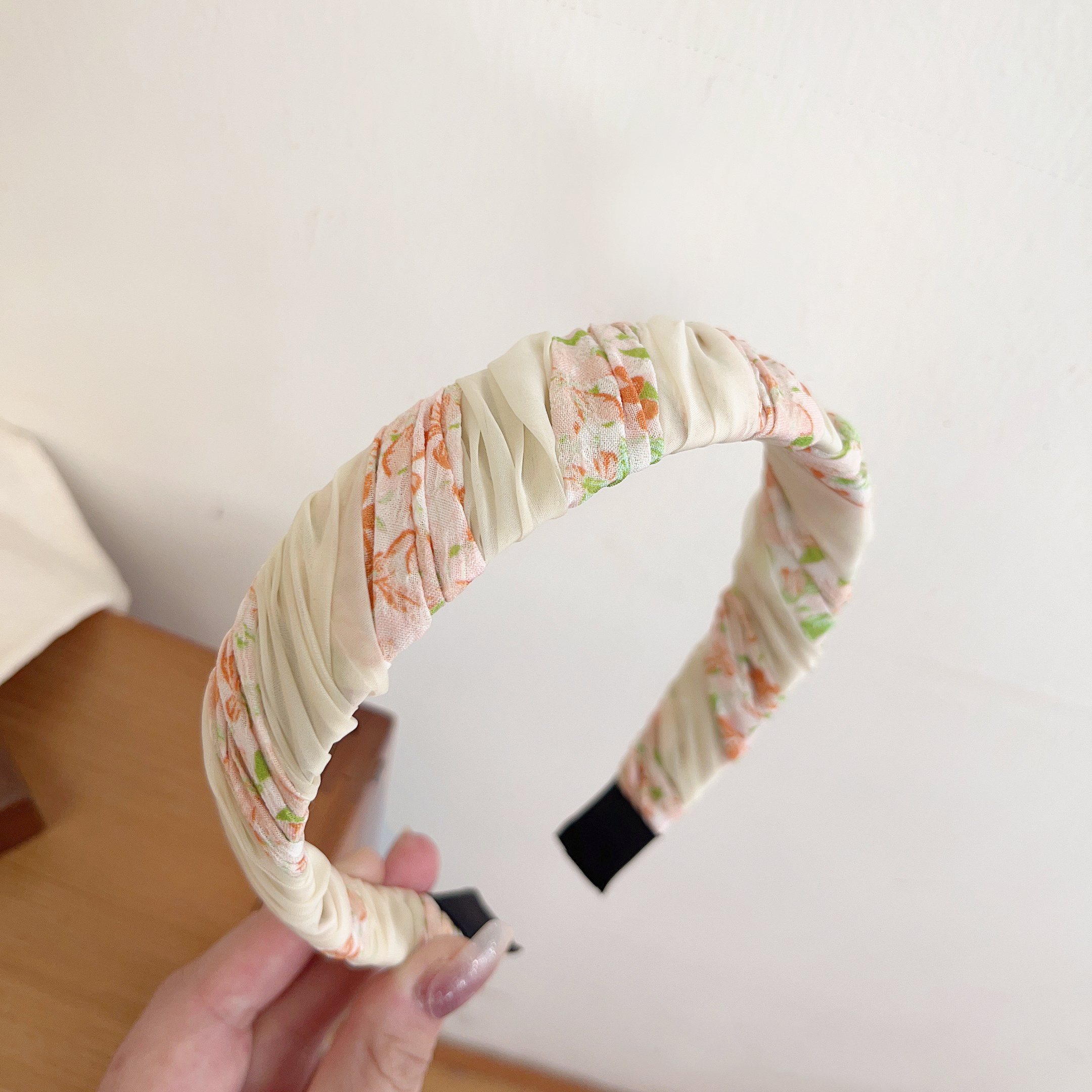 Pleated Hair Hoop Wide Hair Band Vintage Floral Pattern - Temu Australia