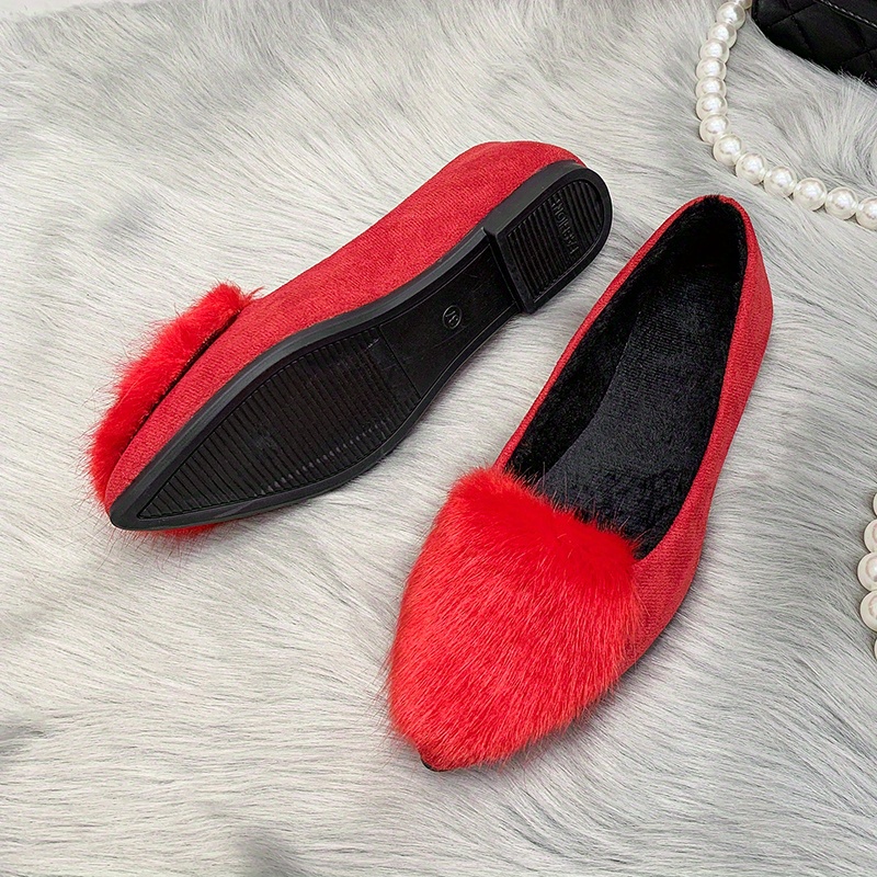 women' color fur decor shoes elegant point toe - Temu Denmark