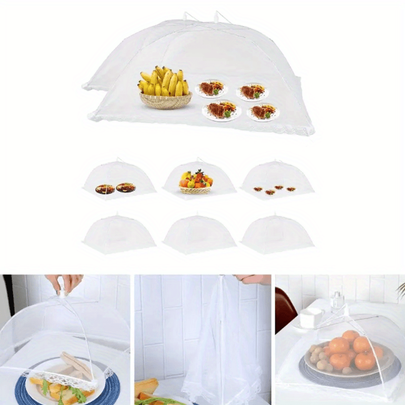 White Anti flies Vegetable Cover Foldable Mesh Food Cover - Temu Canada