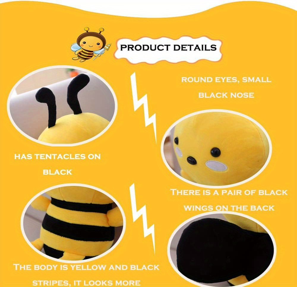 Plush Animal Figure Bee Plush Bee Soft Stuffed Plush Doll - Temu