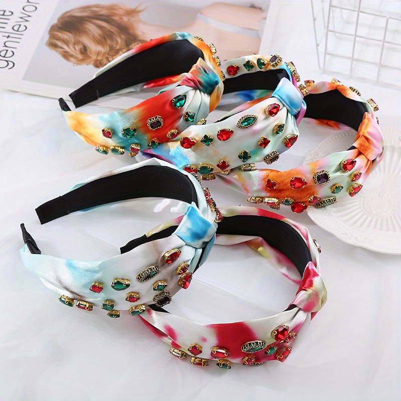 Wide Colorful Knotted Headband Glitter Hair Band - Temu Australia