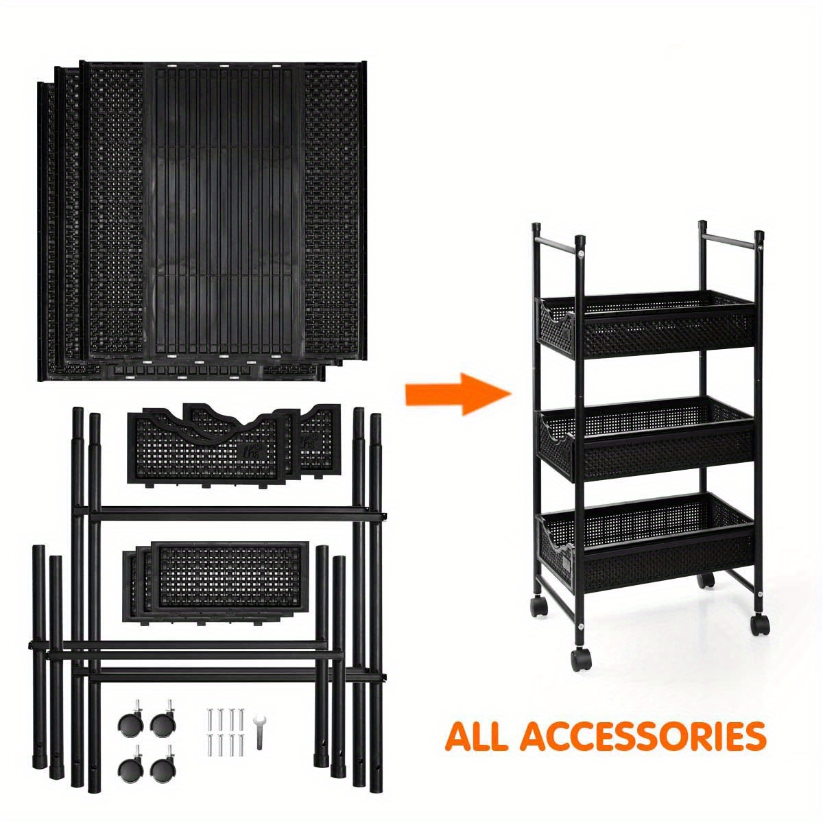 3 Tiers Rolling Storage Utility Cart Wheels Sink Cabinet - Temu Australia