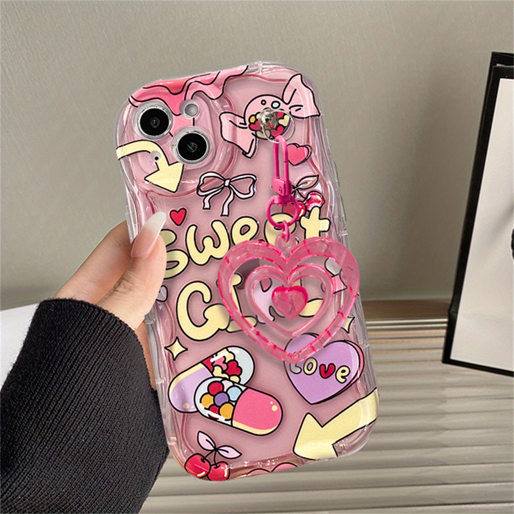 Korean Cute Heart Keychain Transparent Soft Phone - Temu Ireland