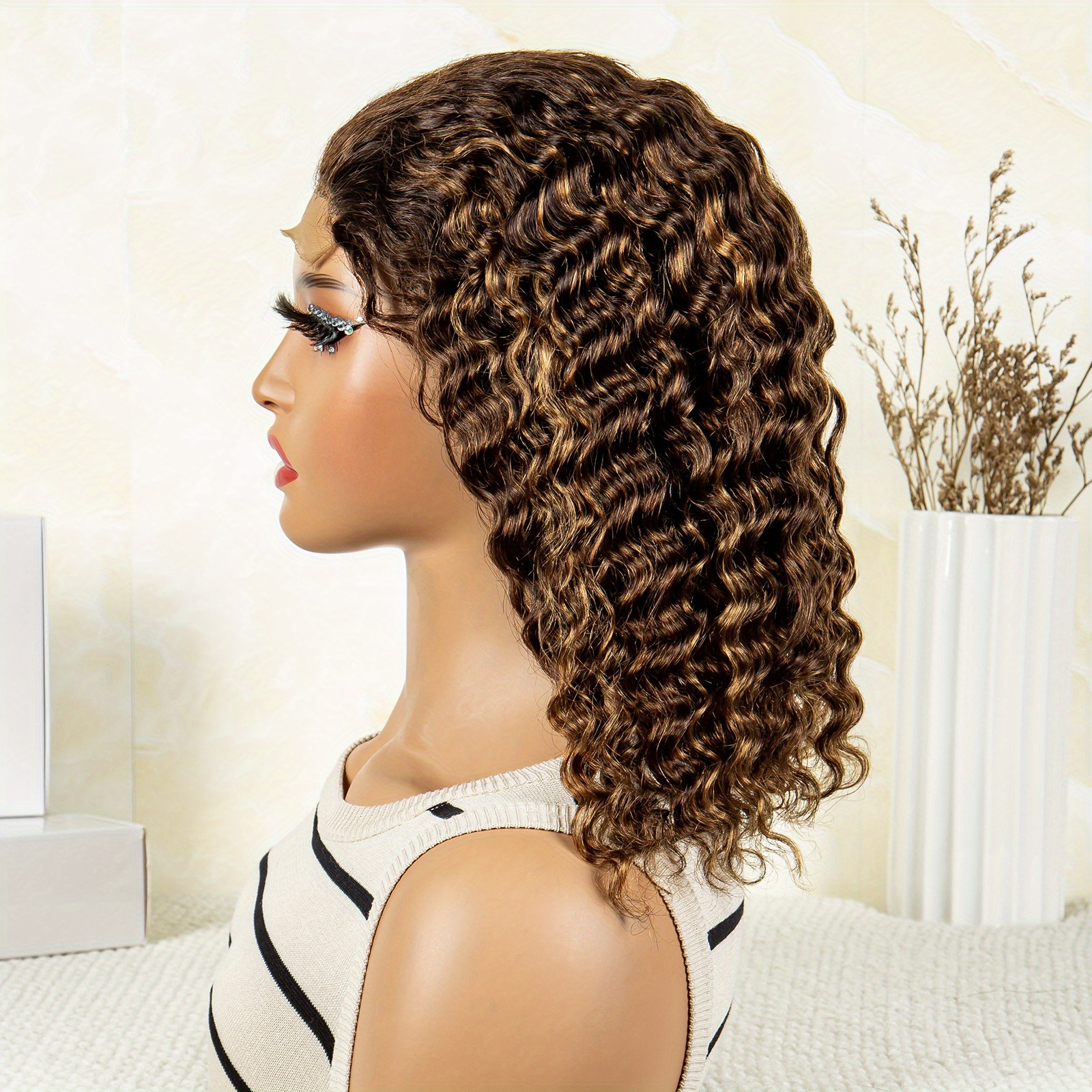 Brazilian Deep Wave Human Hair Wig 180% Density 4*4 Lace - Temu Philippines