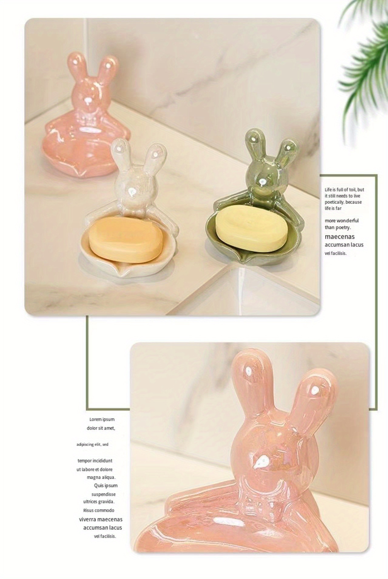 Creative Cute Bunny Soap Dish Ceramic Drain Soap Tray Self - Temu
