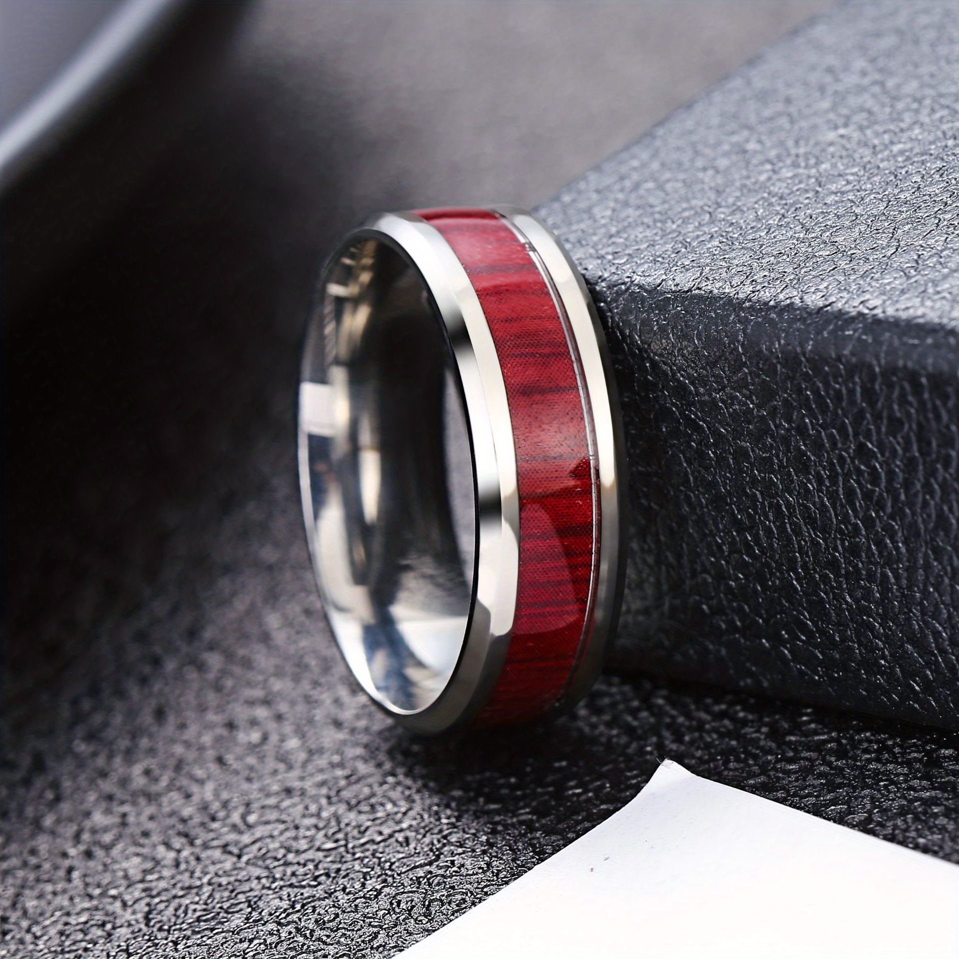 Red Classic Couple Ring. Men's Ring Stainless Steel Mahogany - Temu ...