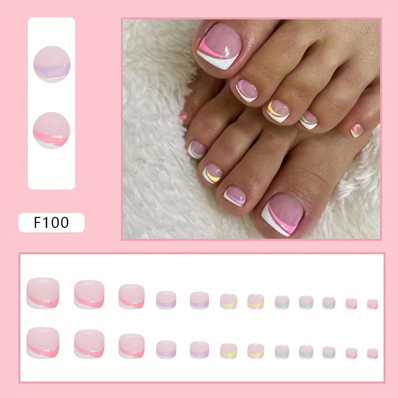 french tip press toenails pink - {region_name}