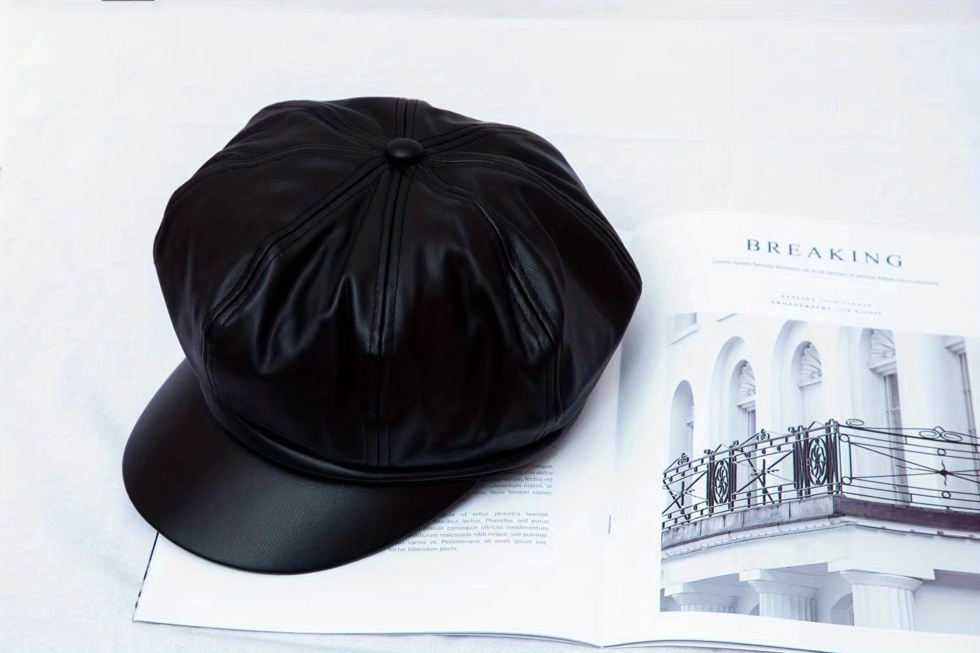 Black Pu Leather Beret Cap Classic Waterproof Berets Stylish - Temu ...