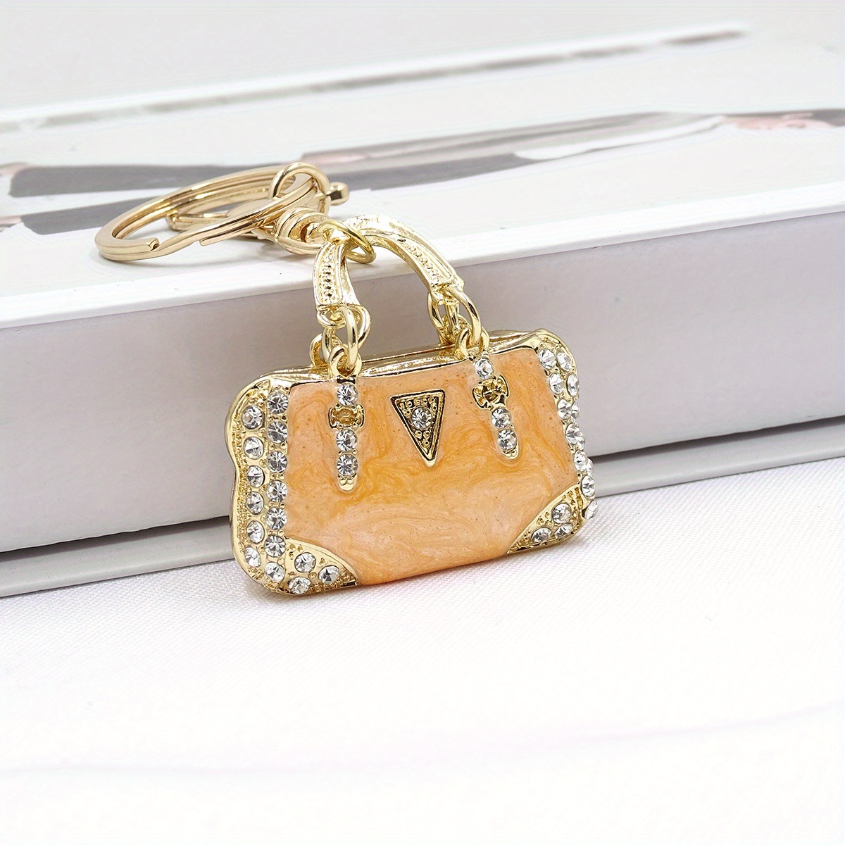 Mini Handbag Enamel Keychain Sparkling Rhinestone Key Ring - Temu