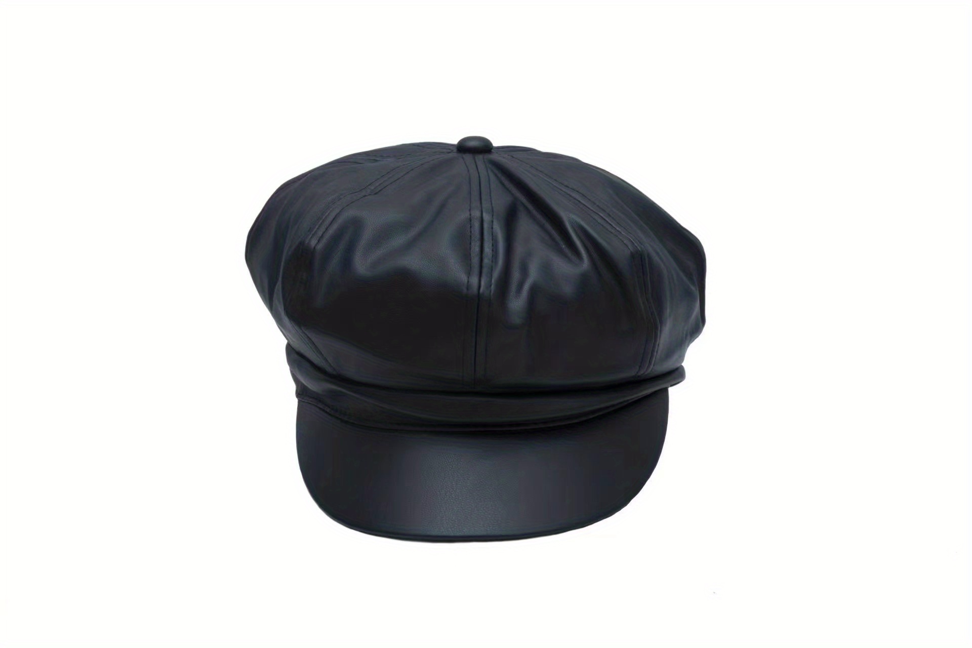 Black Pu Leather Beret Cap Classic Waterproof Berets Stylish - Temu ...