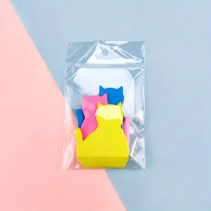 3枚セット 各30ページ 蛍光色の子猫付箋 ティブな付箋 持ち運びが簡単 学校 オフィス インデッ Temu Japan