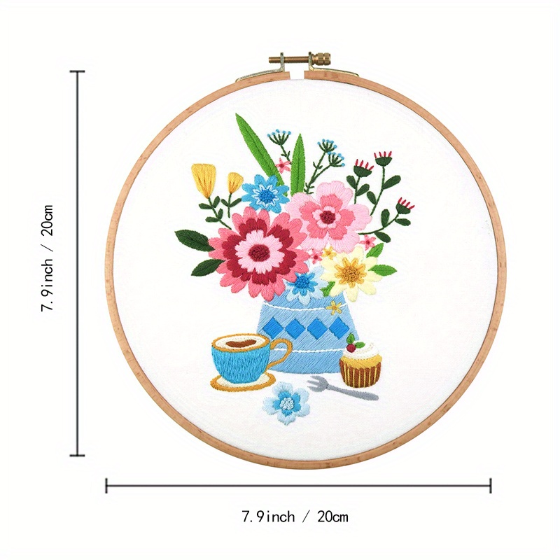 1セットdiy刺繍キット 初心者向けの レーション 包装紙 花柄の刺繍布と刺繍フープ 糸 2本の針 Temu Japan