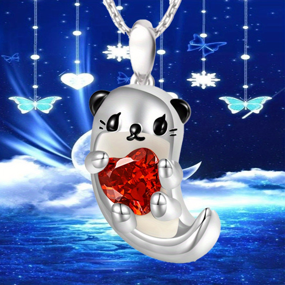 Cute Animal Little Red Heart Decor Pendant Necklace - Temu New Zealand