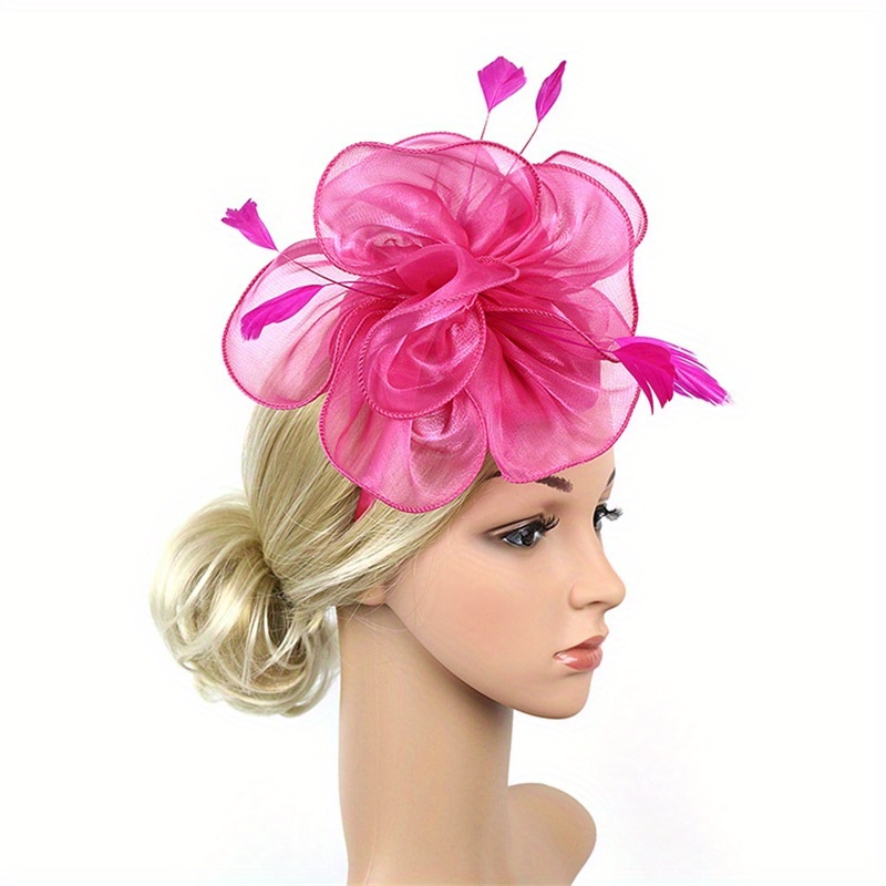 organza mesh head piece feather head piece headband - {region_name}