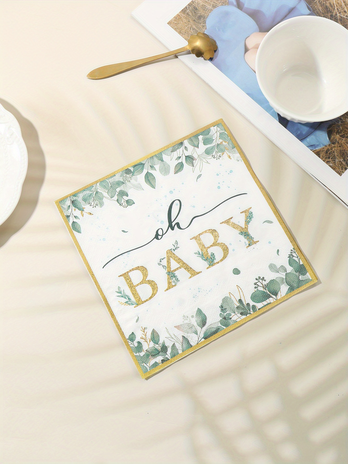 Sage Tissues Baby Shower Napkins Gender Reveal Party Baby - Temu Australia
