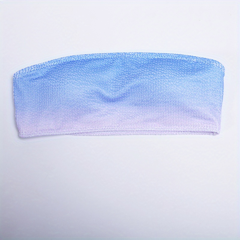blue red ombre bandeau bikini ruched texture fabric stretchy - Temu Canada