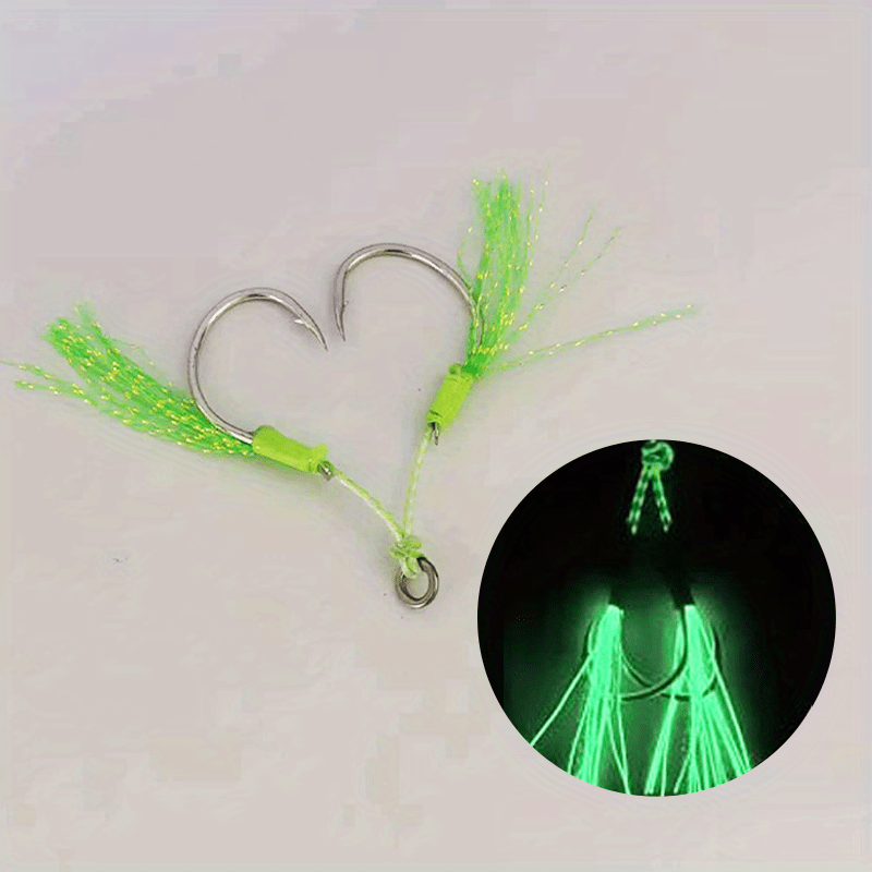 Double Fishing Assist Hooks Kit Jig Assist Glow Hook Slow - Temu New ...