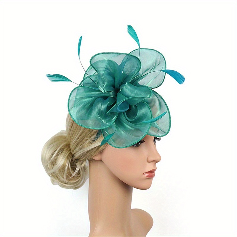 organza mesh head piece feather head piece headband - {region_name}
