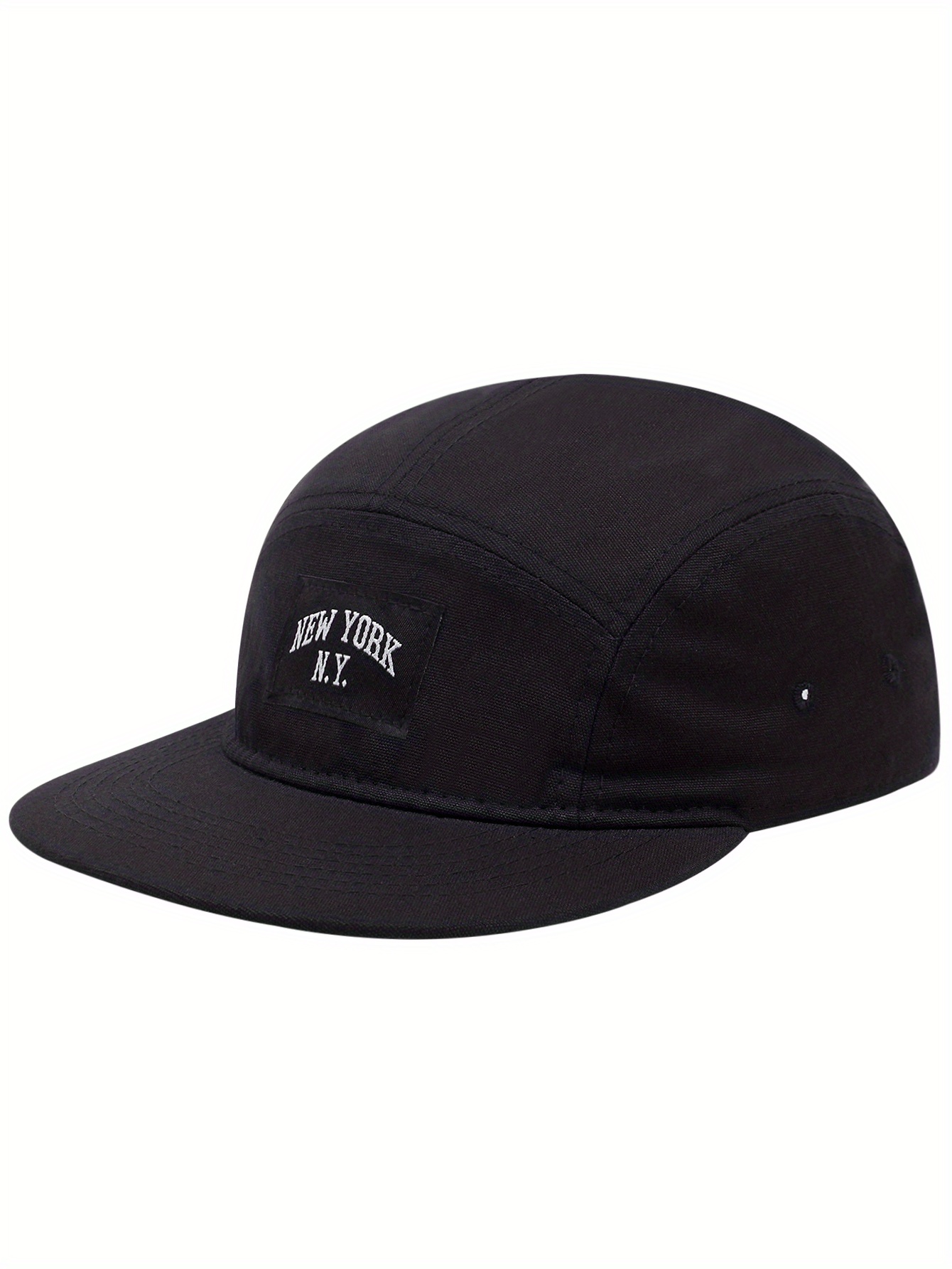 1pc Retro Letters Label Flat Brim Baseball Hat Lightweight Solid Color ...