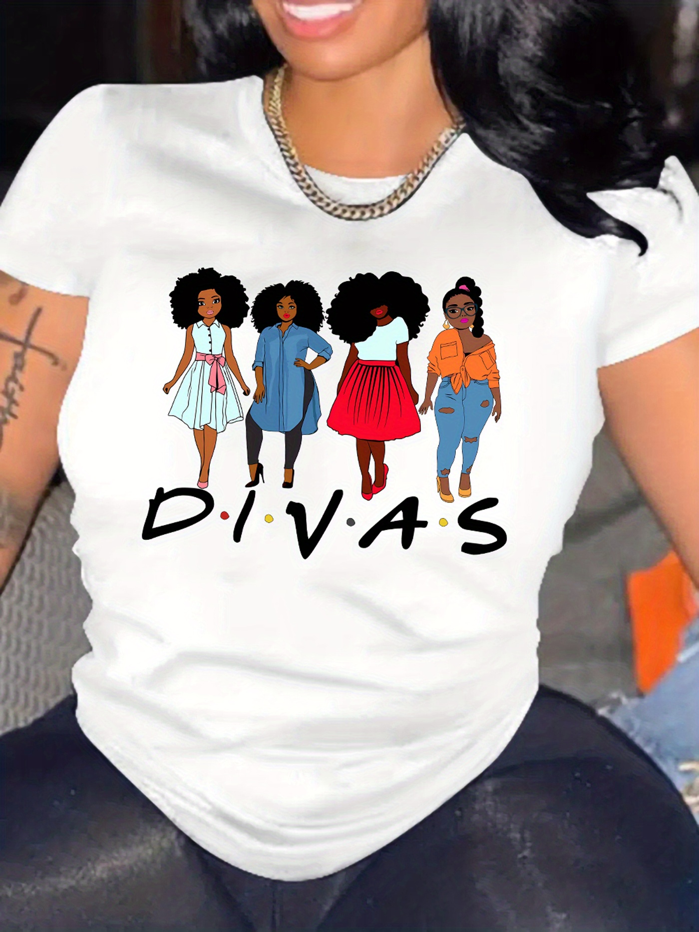 Girl Print T shirt Casual Crew Neck Short Sleeve T - Temu Canada