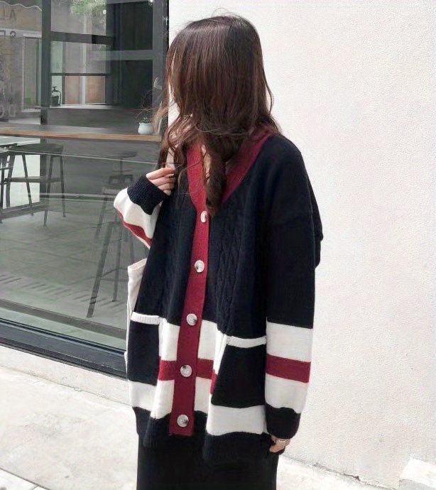 Button Cardigan Preppy Long Sleeve Pocket - Temu Netherlands