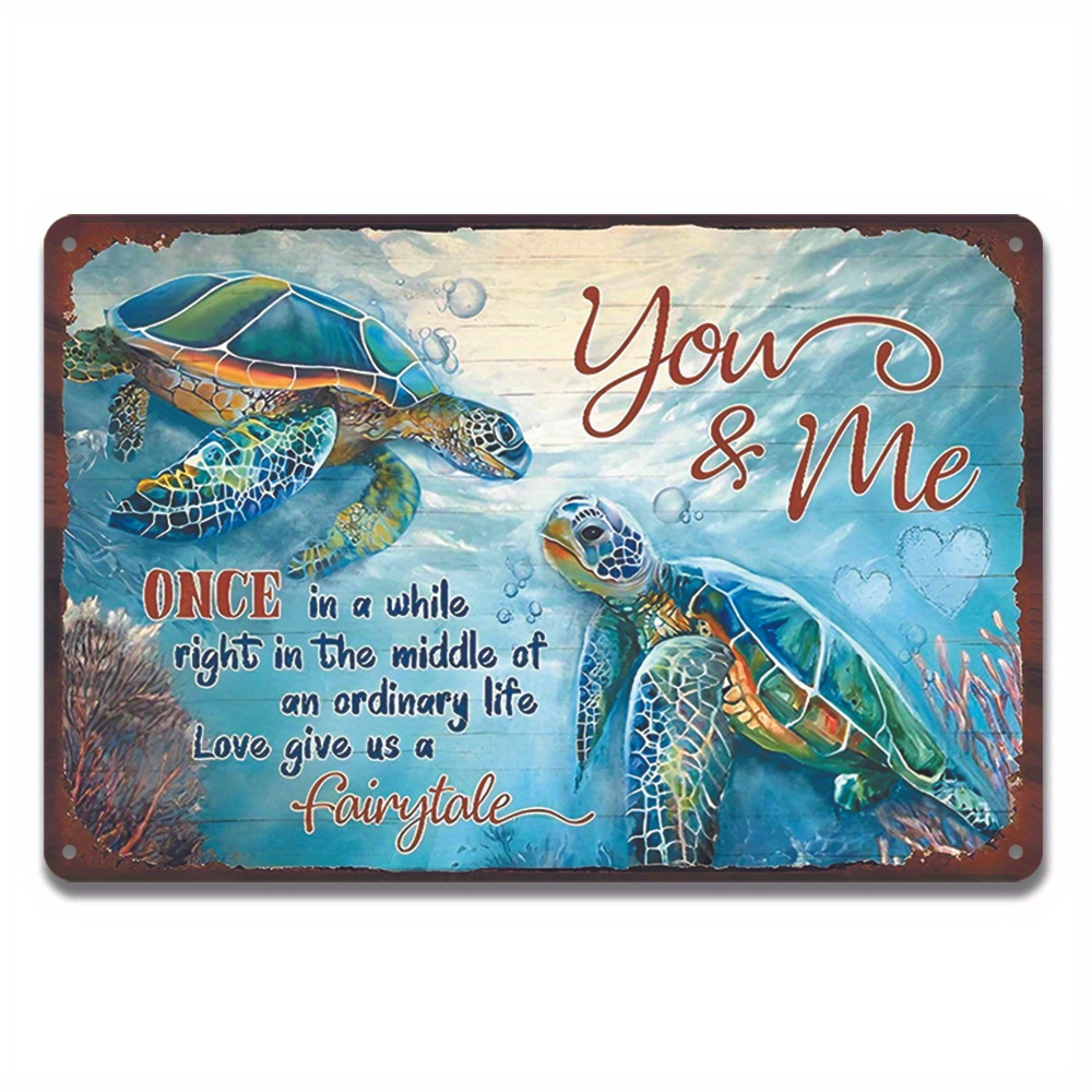 Turtle Swimming Marine Reptile Painting Sign Wall Decor Art - Temu ...