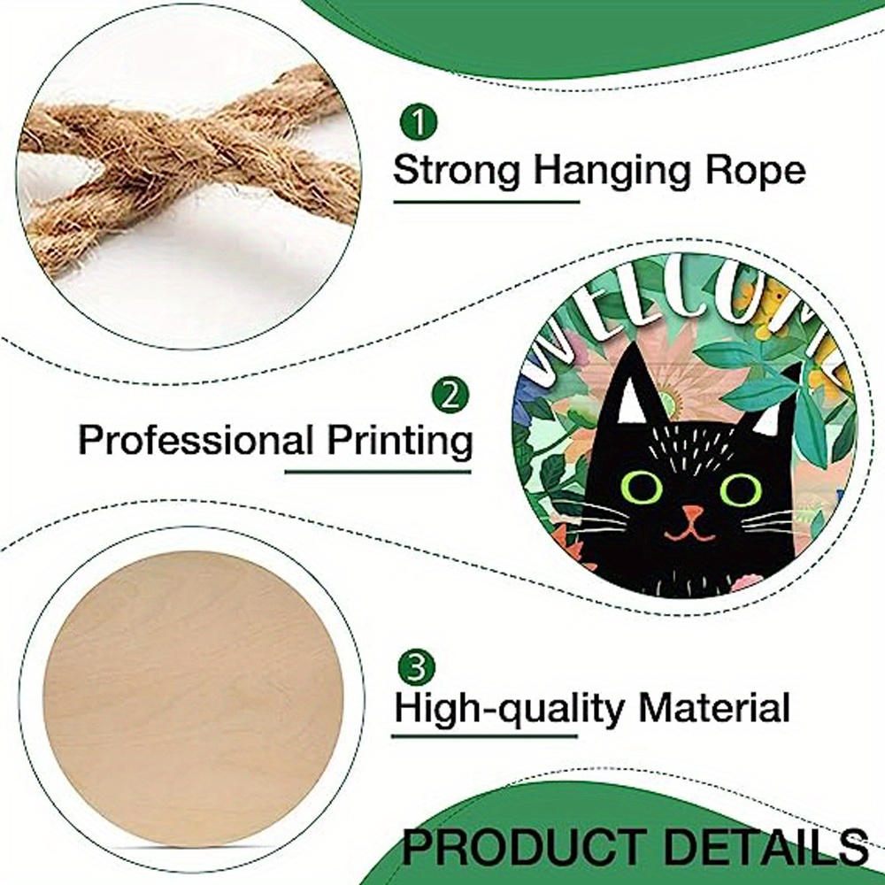 Welcome Spring Black Cat Sign Front Door Decor Daisy Flowers - Temu Canada