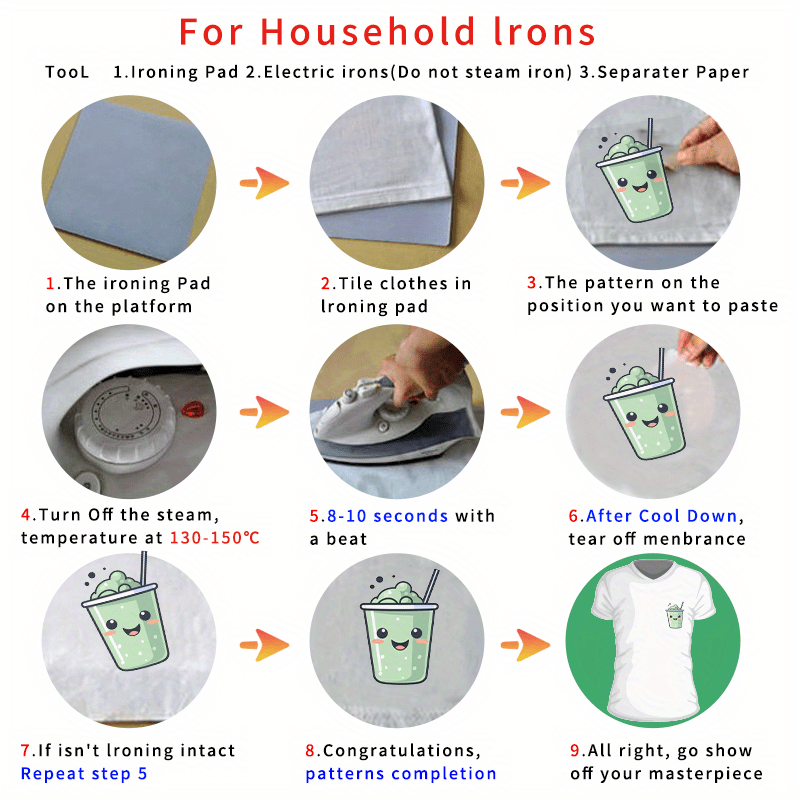 Cute Cartoon Bubble Tea Pattern Transfer Designs Heat Press - Temu